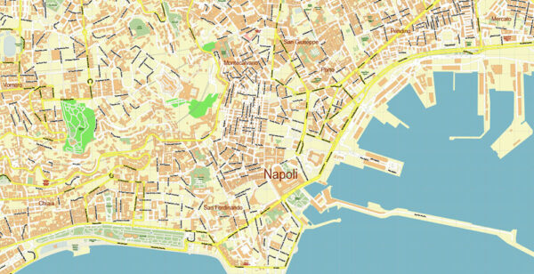 Naples Napoli Italy Map Vector Exact High Detailed City Plan editable ...