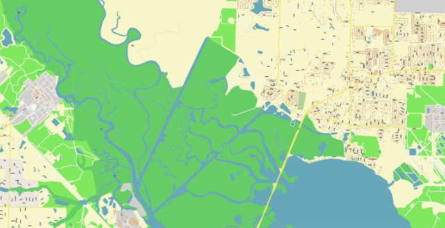Pensacola Florida US City Vector Map PDF: Exact High Detailed Urban ...