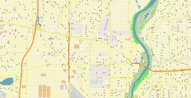 Rochester New York US Map Vector Exact High Detailed City Plan editable ...