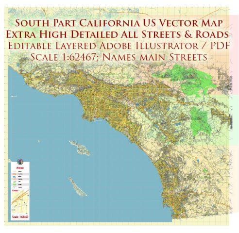 Montecito California US PDF Vector Map: Extra High Detailed Street Map ...