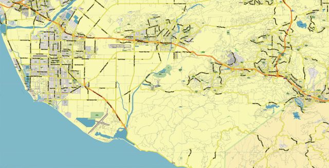 California Southern Part US PDF Vector Map: Exact High Detailed Region ...