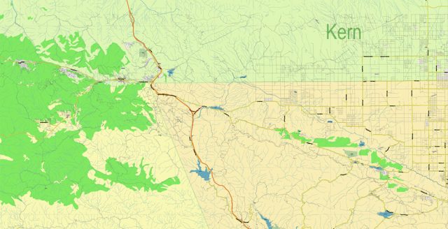 California Southern Part US Map Vector Exact High Detailed Region Plan ...