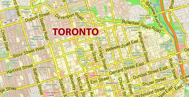Toronto Canada Map Vector City Plan Low Detailed (for small print size ...