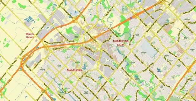 Toronto Canada Map Vector City Plan Low Detailed (for small print size ...
