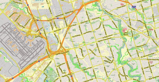 Toronto Canada Map Vector City Plan Low Detailed (for small print size ...