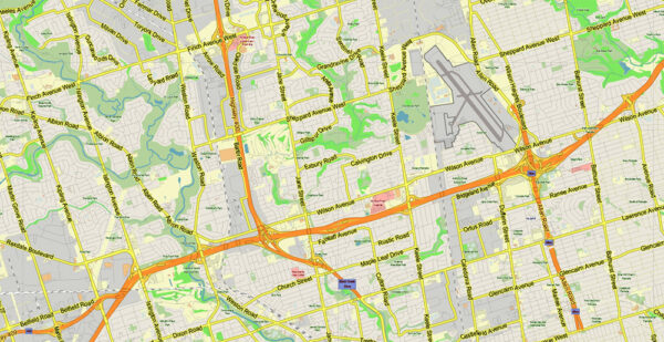 Toronto Canada Map Vector City Plan Low Detailed (for small print size ...
