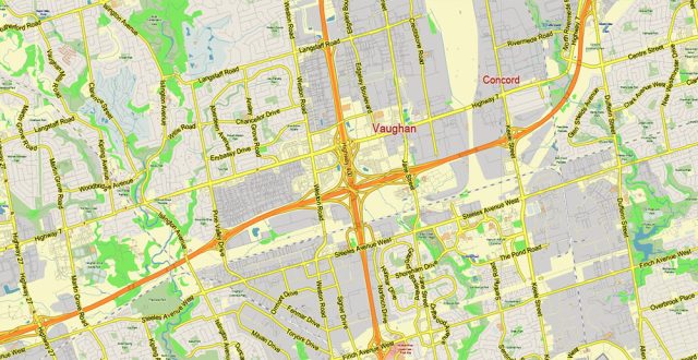 Toronto Canada Map Vector City Plan Low Detailed (for small print size ...