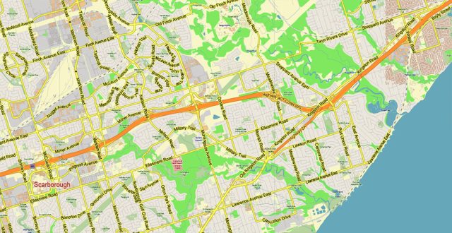 Toronto Canada Map Vector City Plan Low Detailed (for small print size ...