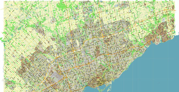 Toronto Canada Map Vector City Plan Low Detailed (for small print size ...