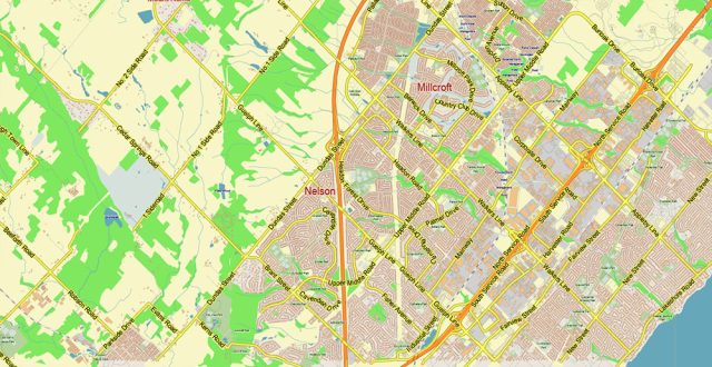 Toronto Canada Map Vector City Plan Low Detailed (for small print size ...