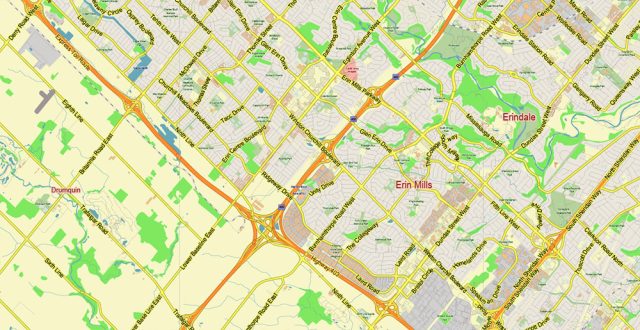 Toronto Canada Map Vector City Plan Low Detailed (for small print size ...