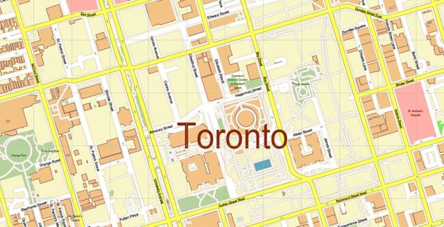 Toronto Canada Map Vector Exact High Detailed City Plan editable Adobe ...