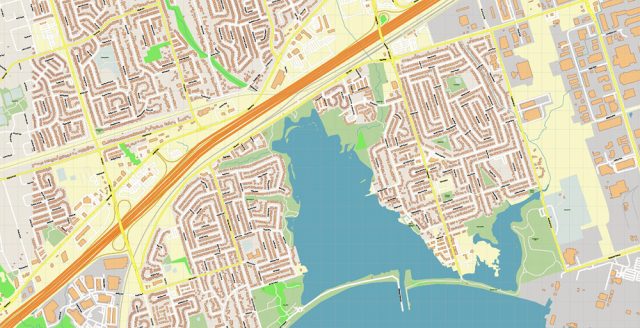 Toronto Canada Map Vector Exact High Detailed City Plan editable Adobe ...