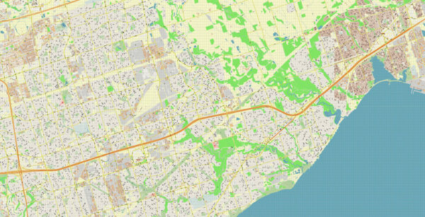 Toronto Canada Map Vector Exact High Detailed City Plan editable Adobe ...