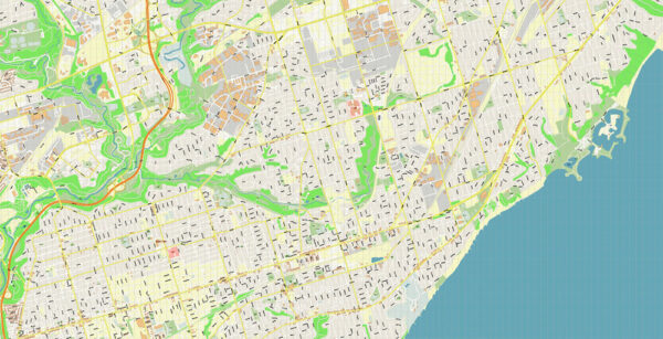 Toronto Canada Map Vector Exact High Detailed City Plan editable Adobe ...