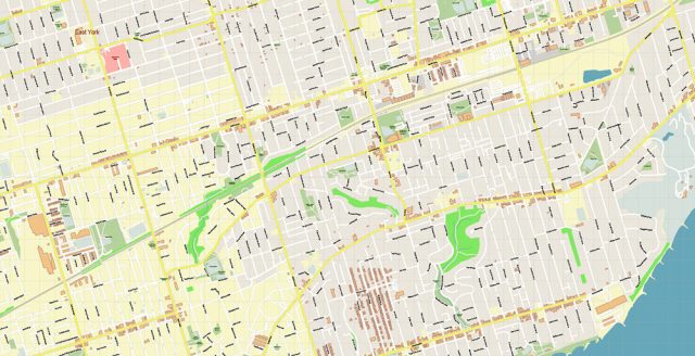 Toronto Canada Map Vector Exact High Detailed City Plan editable Adobe ...