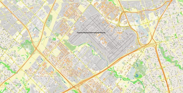 Toronto Canada Map Vector Exact High Detailed City Plan editable Adobe ...