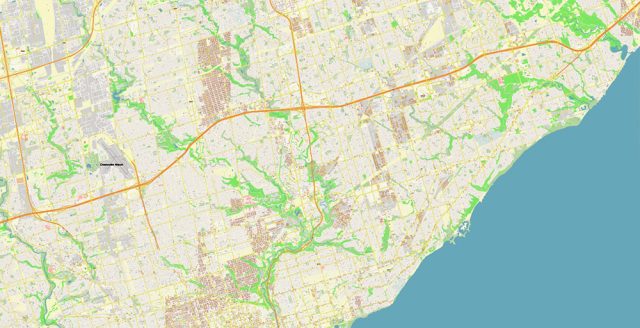 Toronto Canada Map Vector Exact High Detailed City Plan editable Adobe ...