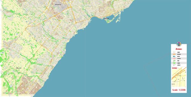 Toronto Canada Map Vector Exact High Detailed City Plan editable Adobe ...