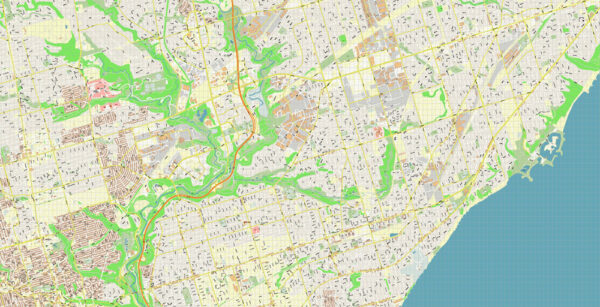 Toronto Canada Map Vector Exact High Detailed City Plan editable Adobe ...