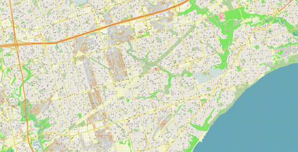 Toronto Canada Map Vector Exact High Detailed City Plan editable Adobe ...