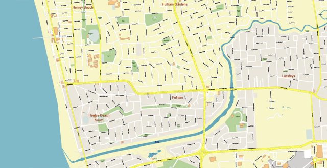 Adelaide Australia City Vector Map PDF: Exact High Detailed Urban Plan ...