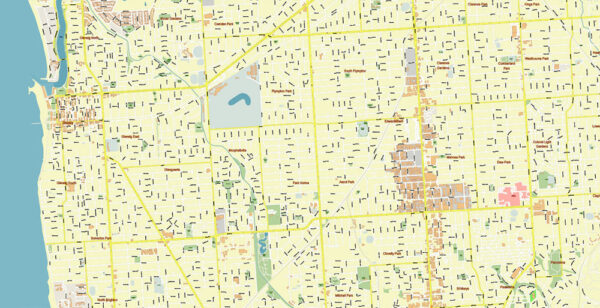 Adelaide Australia City Vector Map PDF: Exact High Detailed Urban Plan ...