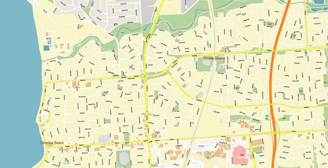 Adelaide Australia City Vector Map Exact High Detailed Urban Plan ...