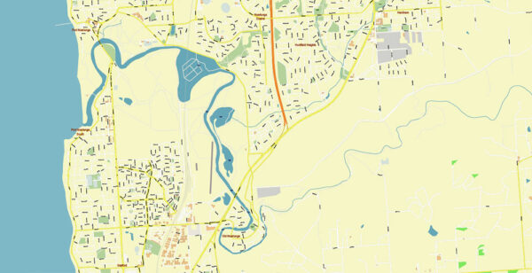 Adelaide Australia City Vector Map Exact High Detailed Urban Plan ...