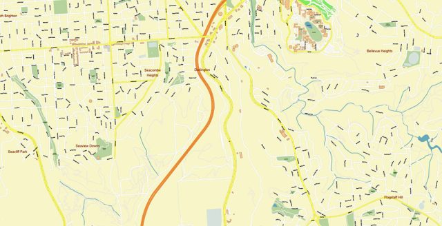 Adelaide Australia City Vector Map PDF: Exact High Detailed Urban Plan ...
