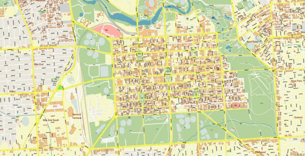 Adelaide Australia City Vector Map PDF: Exact High Detailed Urban Plan ...