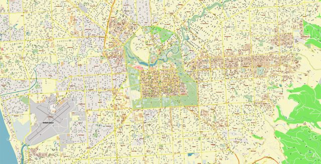 Adelaide Australia City Vector Map PDF: Exact High Detailed Urban Plan ...