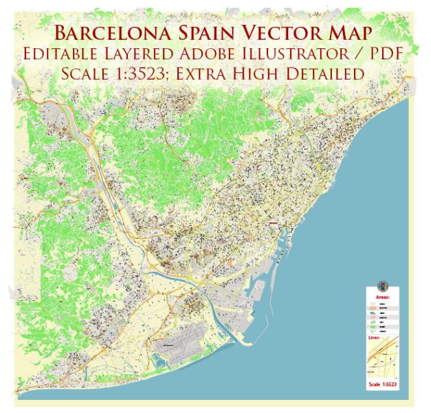 Spain cities vector maps: PDF and Adobe Illustrator