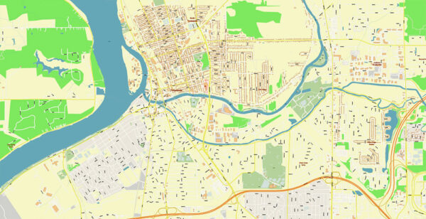 Buffalo New York US City Vector Map Exact High Detailed editable Adobe ...