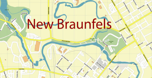 Comal County Texas US New Braunfels PDF Vector Map: Accurate Roads Plan ...