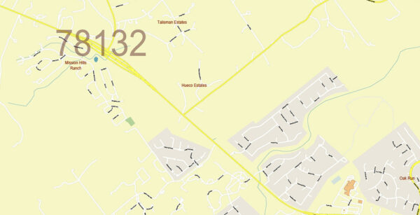 Comal County Texas US New Braunfels PDF Vector Map: Accurate Roads Plan ...