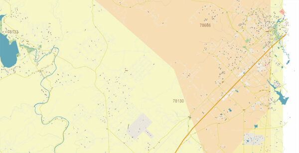 Comal County Texas US New Braunfels PDF Vector Map: Accurate Roads Plan ...