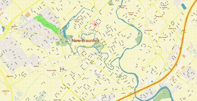 Comal County Texas US New Braunfels PDF Vector Map: Accurate Roads Plan ...