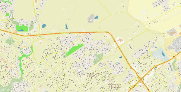 Comal County Texas US New Braunfels PDF Vector Map: Accurate Roads Plan ...