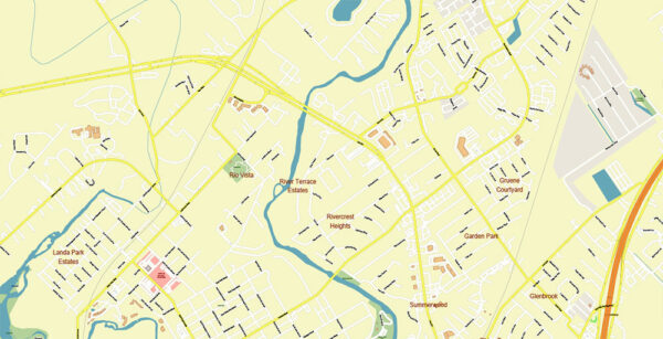 Comal County Texas US New Braunfels PDF Vector Map: Accurate Roads Plan ...