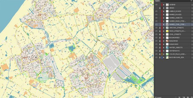 Den Haag (The Hague) + Delft Netherlands PDF City Vector Map Exact High ...