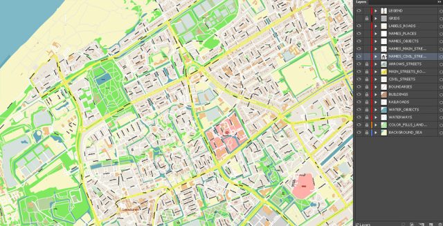 Den Haag (The Hague) + Delft Netherlands PDF City Vector Map Exact High ...