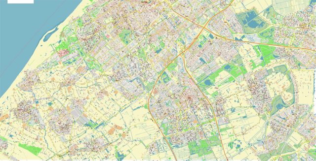 Den Haag (The Hague) + Delft Netherlands PDF City Vector Map Exact High ...