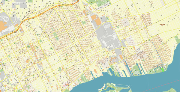 Detroit Michigan US City Vector PDF Map Exact High Detailed Urban Plan ...