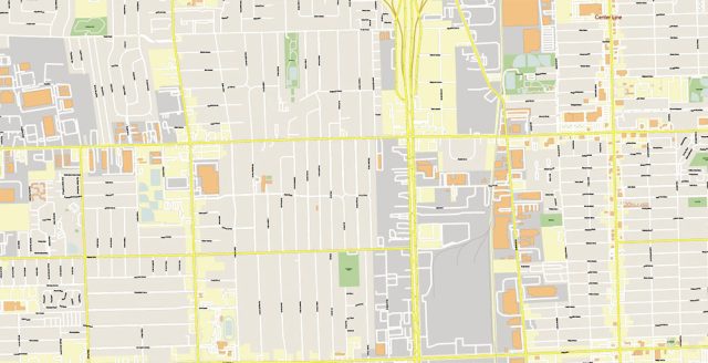 Detroit Michigan US City Vector PDF Map Exact High Detailed Urban Plan ...