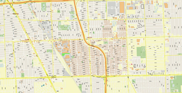 Detroit Michigan US City Vector PDF Map Exact High Detailed Urban Plan ...