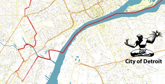Detroit Michigan US (SP. Edition) City Vector Map Exact High Detailed ...