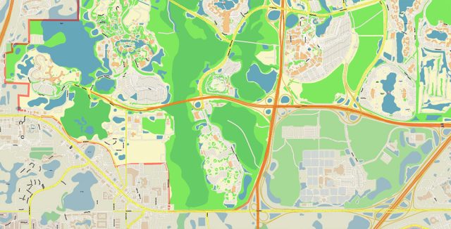 Walt Disney World Orlando Florida US City Vector Map Exact High ...