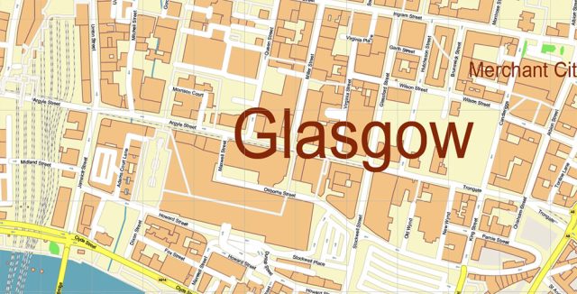 Glasgow Scotland UK City Vector Map Exact High Detailed editable Adobe ...