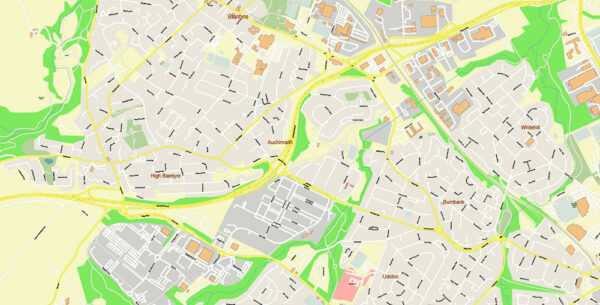 Glasgow Scotland UK City Vector Map Exact High Detailed editable Adobe ...